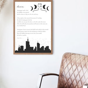 Custom Poem Print | Moon Phases Poster | Summer Night Sky | Chicago ...