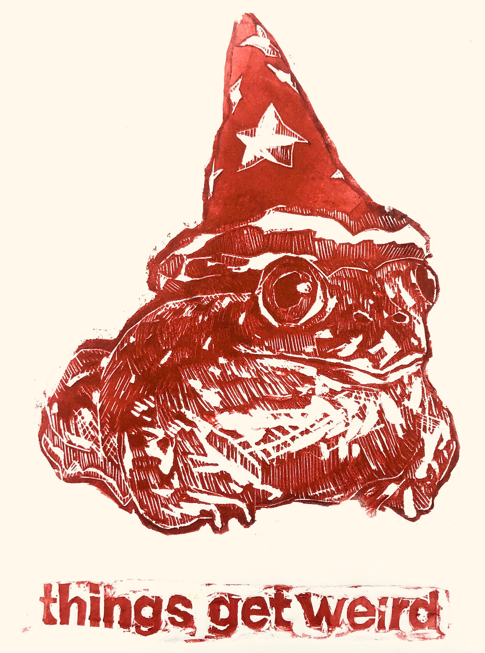 Woodblock Print things Get Weird Frog - Etsy