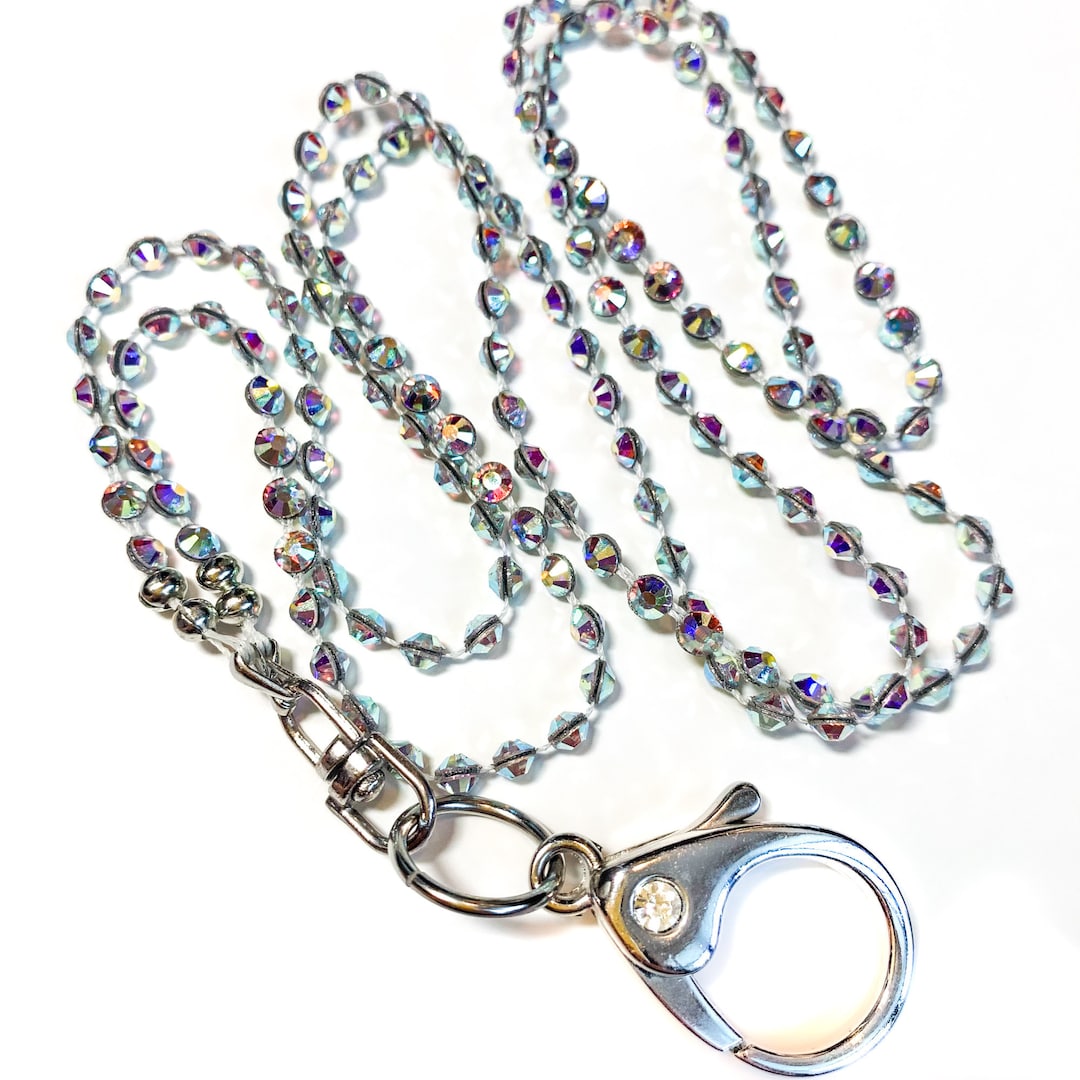 Swarovski Cut Handmade Crystal Badge Lanyard, Teachers Lanyard, Cute ...
