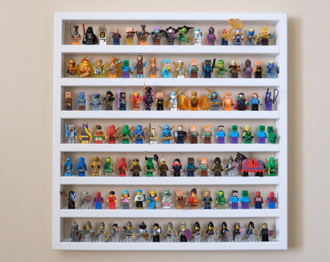 Jumbo 7-level 140 Minifigure Display Shelf - Solid Wood With Embedded ...