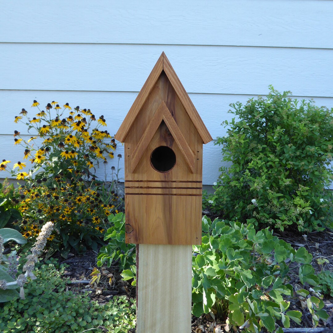 Post-top (4x4) Birdhouse – Steep Roof, Secondary Roof, 1.5" Diameter ...