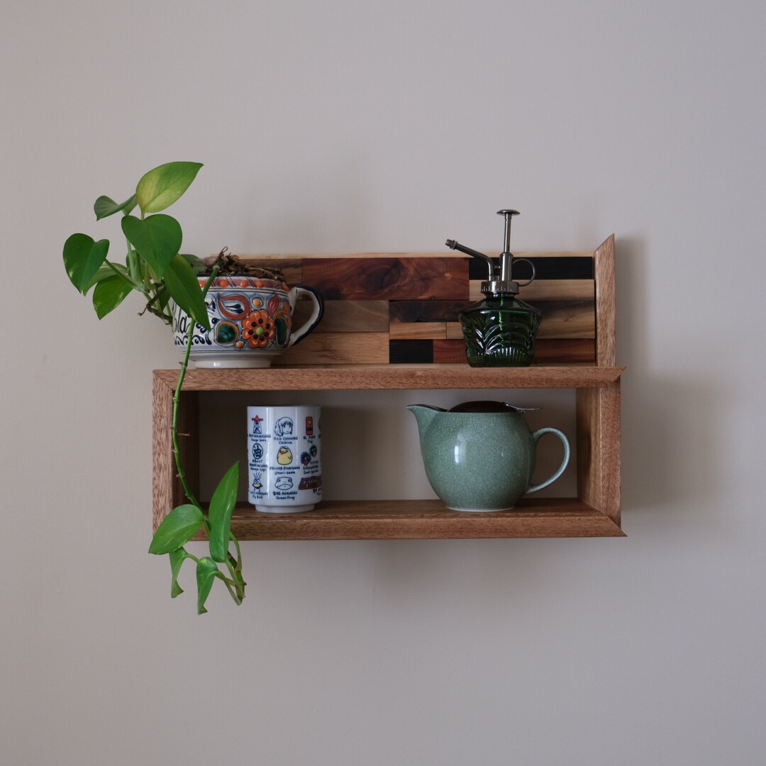 Mahogany Shelf With Hidden Compartment, Sliding Door – Wooden Art ...