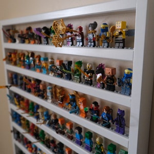 Jumbo 7-level 140 Minifigure Display Shelf - Solid Wood With Embedded ...