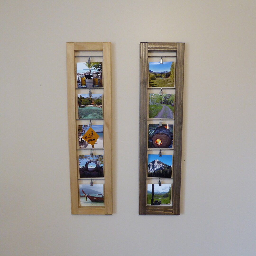 Vertical Polaroid or Square Picture Hanger (5 Pictures) - Solid Wood ...