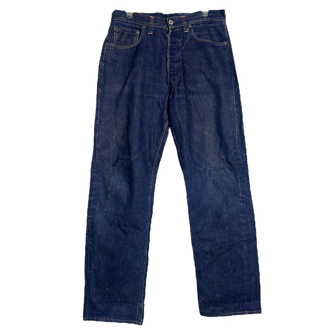 Vintage 50s LEVI'S Big E Stamp Button L Selvedge Denim Jeans - Etsy