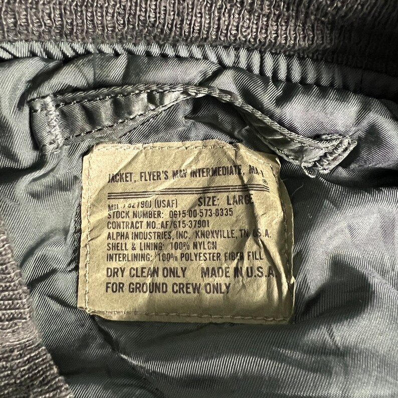 Vintage Alpha Industries MA-1 Bomber Jacket Made in USA - Etsy