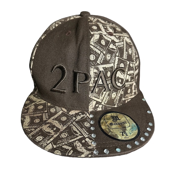 Vintage Makaveli Tupac Shakur Swarovski Fitted Cap Ma… - Gem