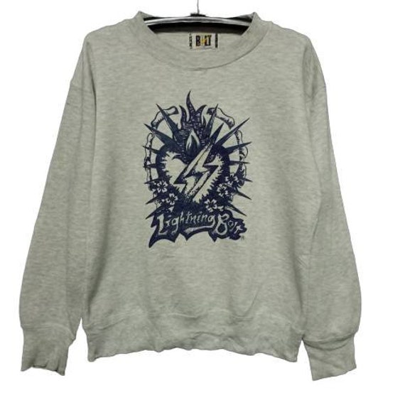 Vintage Lightning Bolt Spell Out Logo Sweatshirt - Gem