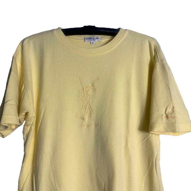 Vintage Yves Saint Laurent YSL Embroidery Big Logo T-shirt - Etsy