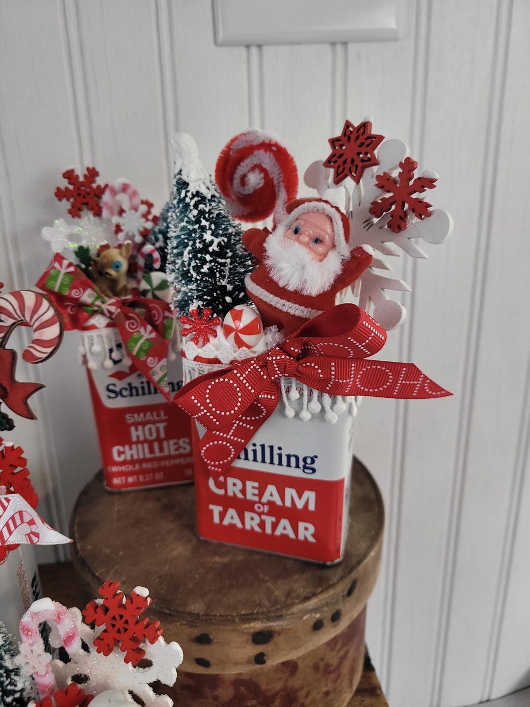 Vintage Christmas Miniatures Retro Spice Tin Christmas Decoration ...
