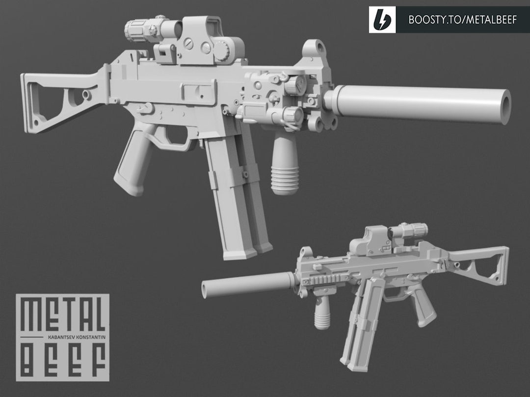 1/12 UMP 45 Suppressed Assault Rifle SMG 1:12 Scale Toy Accessory GI ...