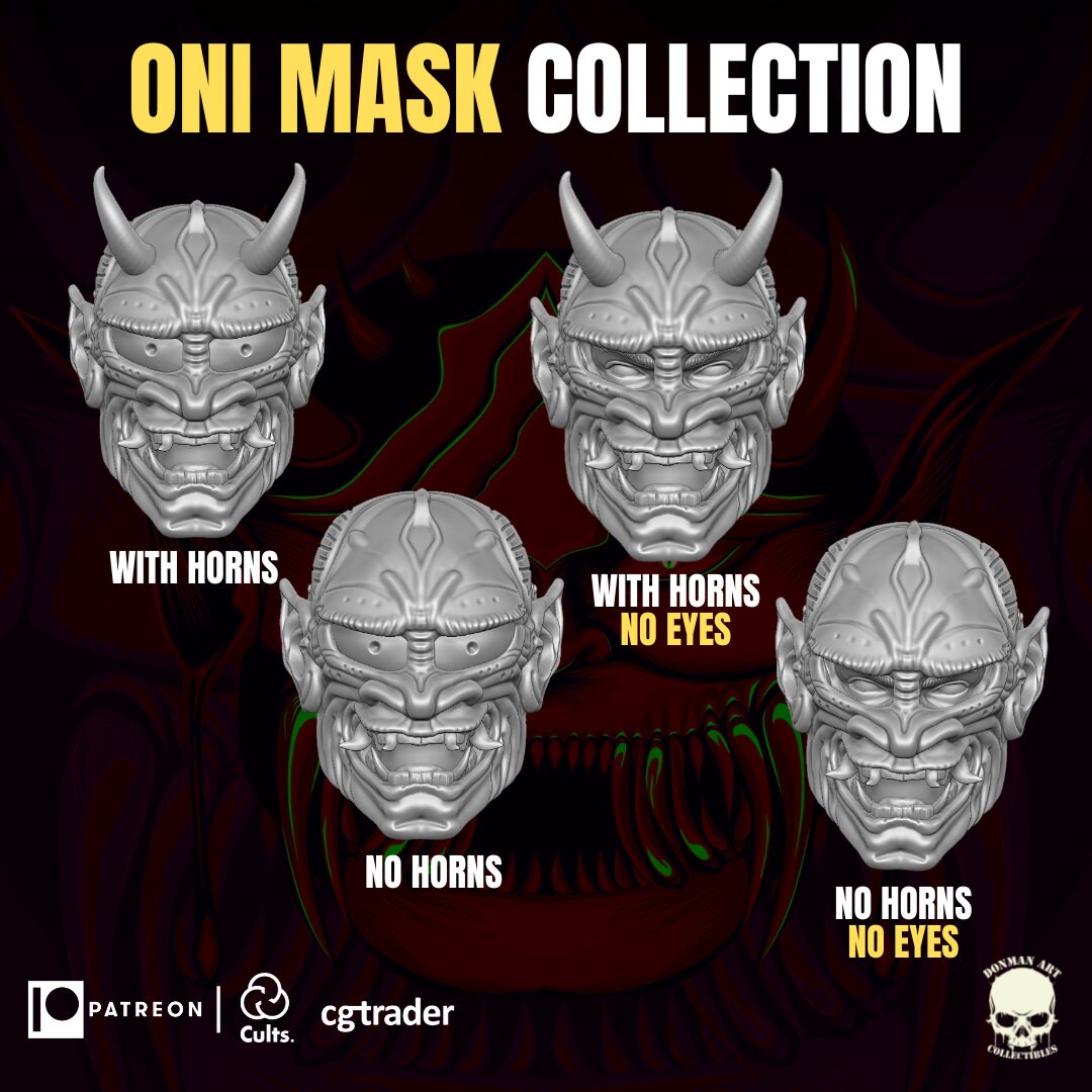Oni Mask Ninja Head GI Joe Classified 1/12 Scale Head Unpainted 1:12 ...