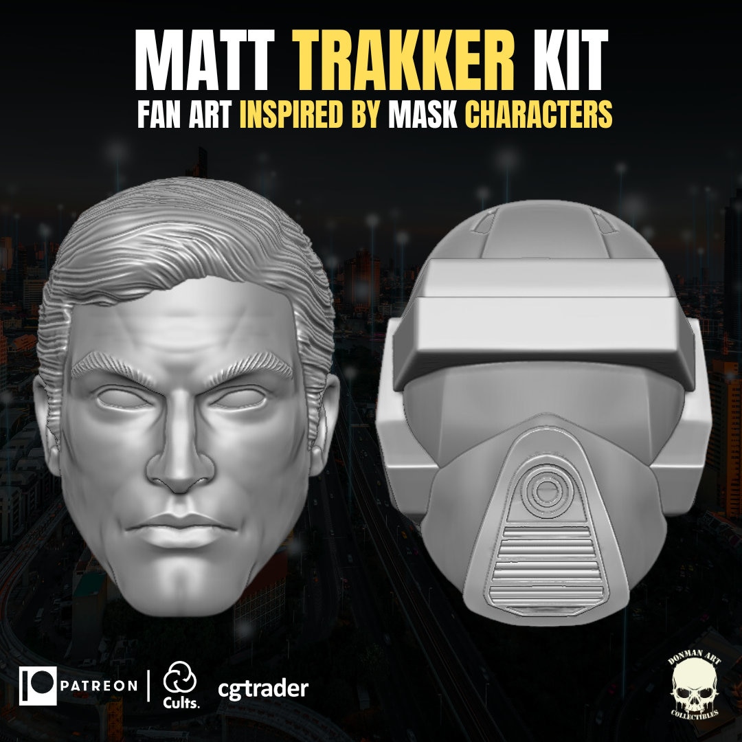 M.A.S.K. Matt Trakker Head & Helmet Sculpt: 1/12 Scale Unpainted - Etsy