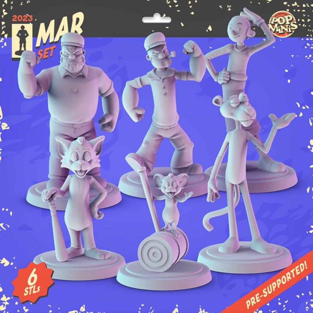 Classic Cartoons 3d Printed Mini's Popmini 34mm, Popeye, Olive Oil ...