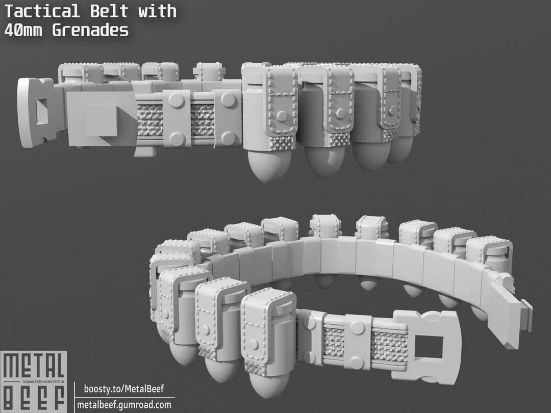 40mm Grenade Belt GI Joe Classified 1/12 Scale Head Unpainted Modern ...
