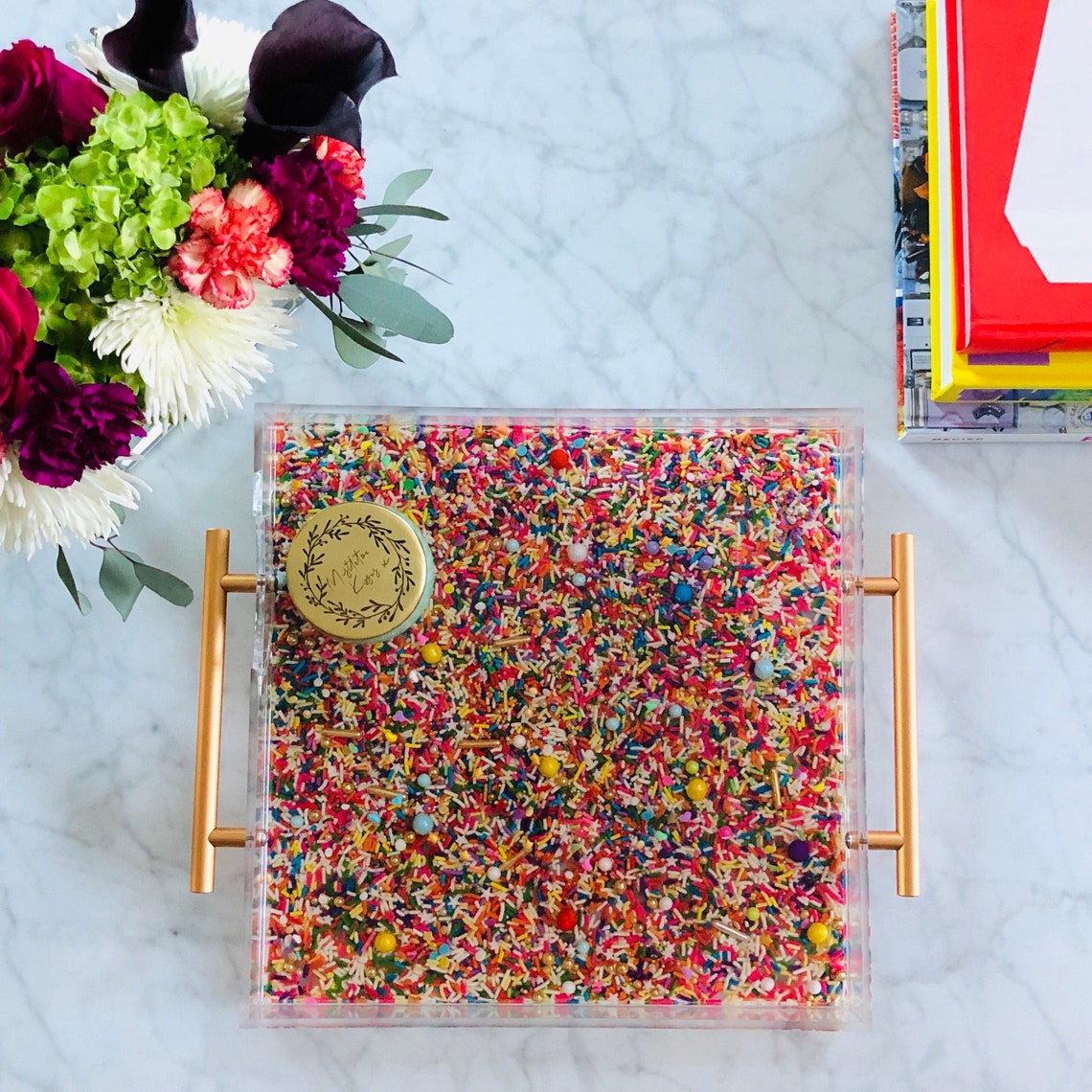 Rainbow Sprinkle Mix Tray With Light Gold Handles - Etsy