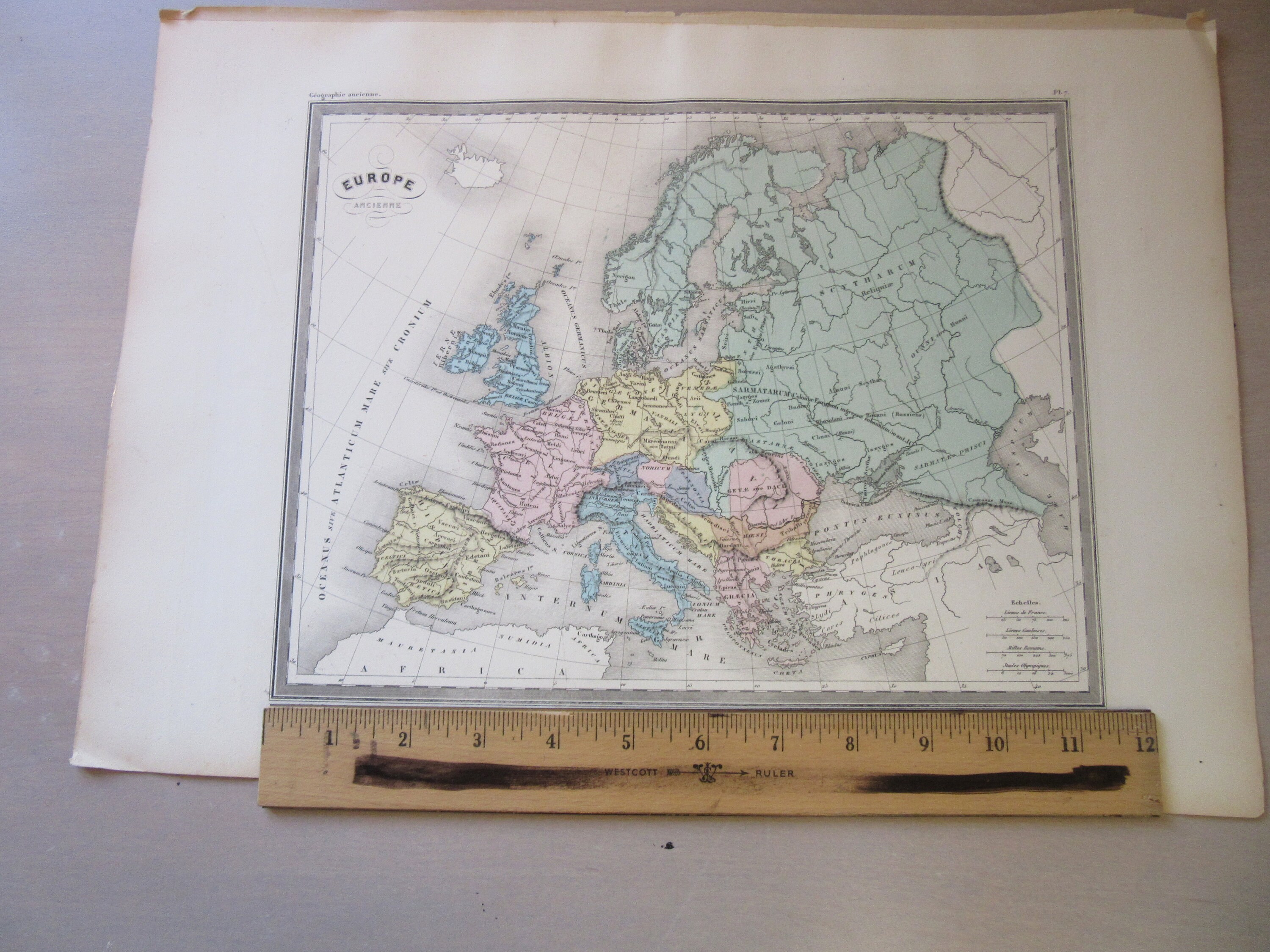Old Vintage French Map of Europe for Art/cartography/map Lithograph Art ...