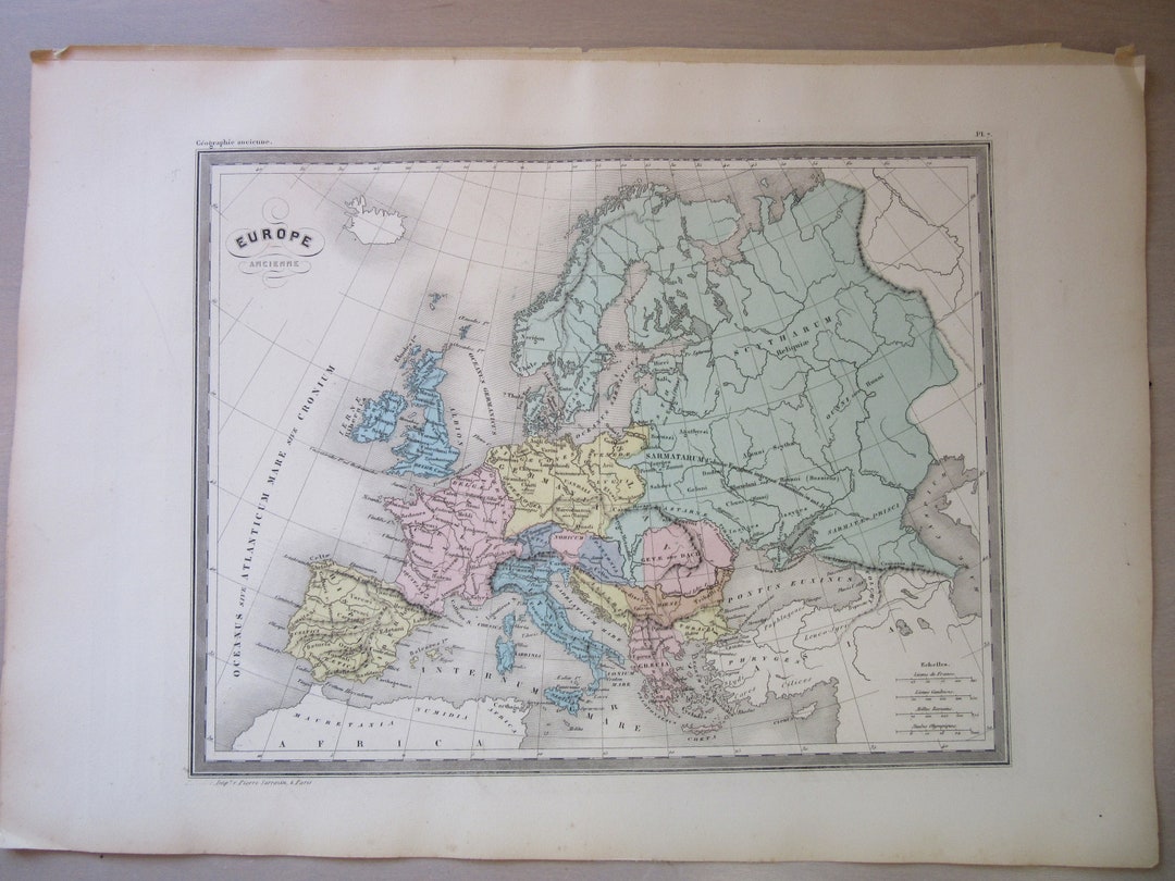 Old Vintage French Map of Europe for Art/cartography/map Lithograph Art ...