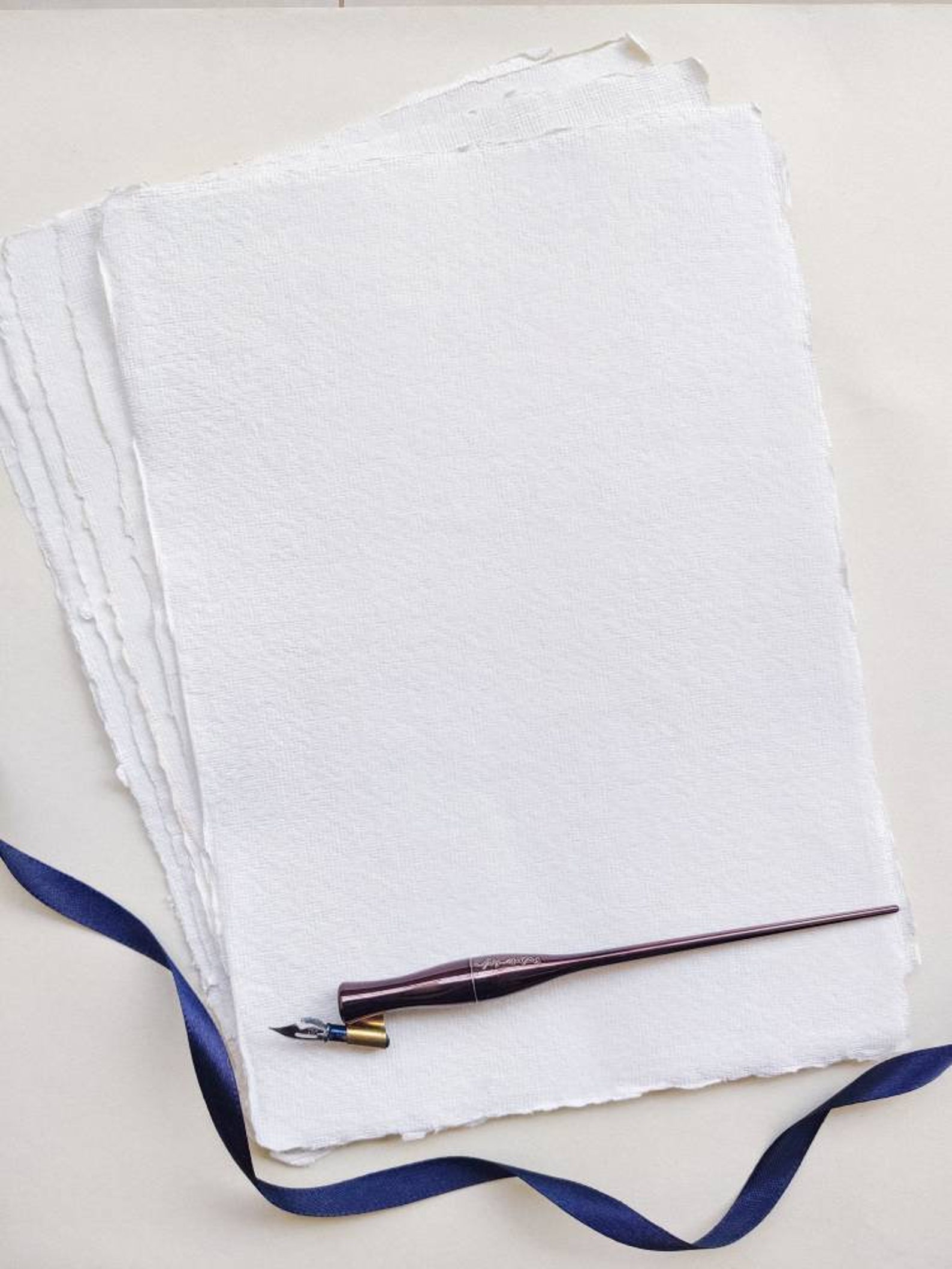 White handmade cotton rag paper A4 150gsm deckle edge paper | Etsy