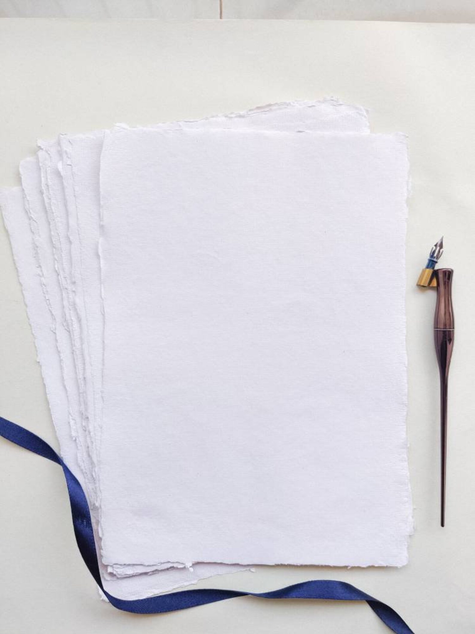 White handmade cotton rag paper A4 150gsm deckle edge paper | Etsy
