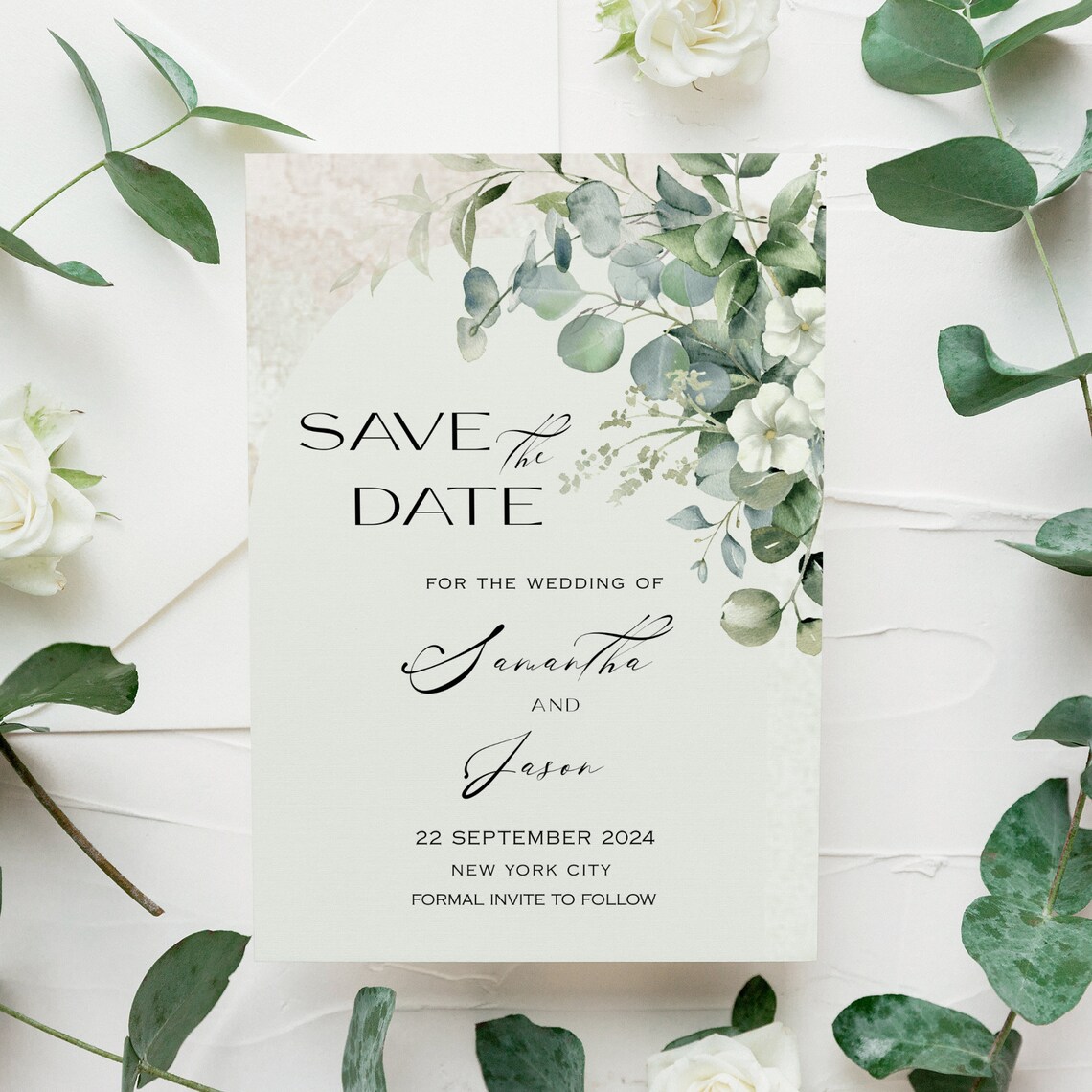 ELLA - Eucalyptus Wedding Save the Date,greenery Save the Date,invite ...