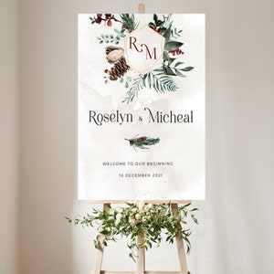 LOLA Winter Wedding Welcome Signs Template, Download Editable Welcome ...