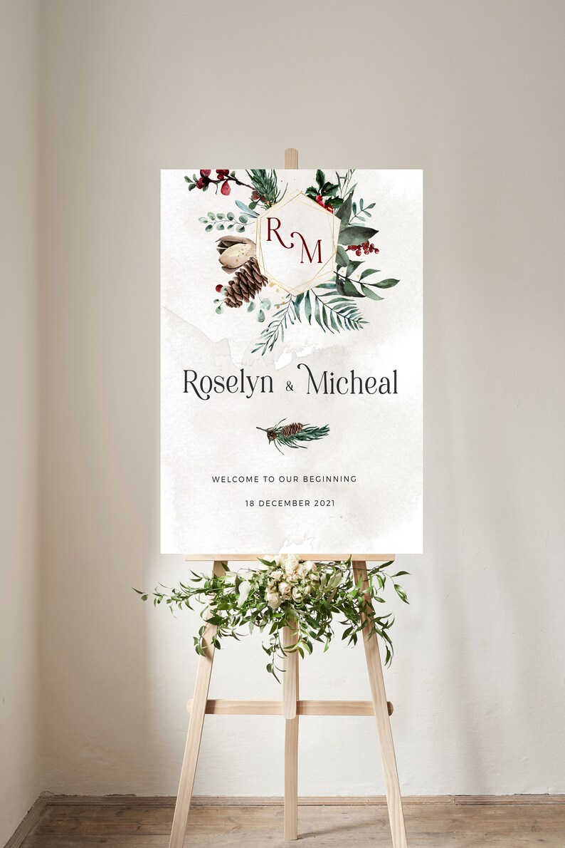 LOLA Winter Wedding Welcome Signs Template Download - Etsy