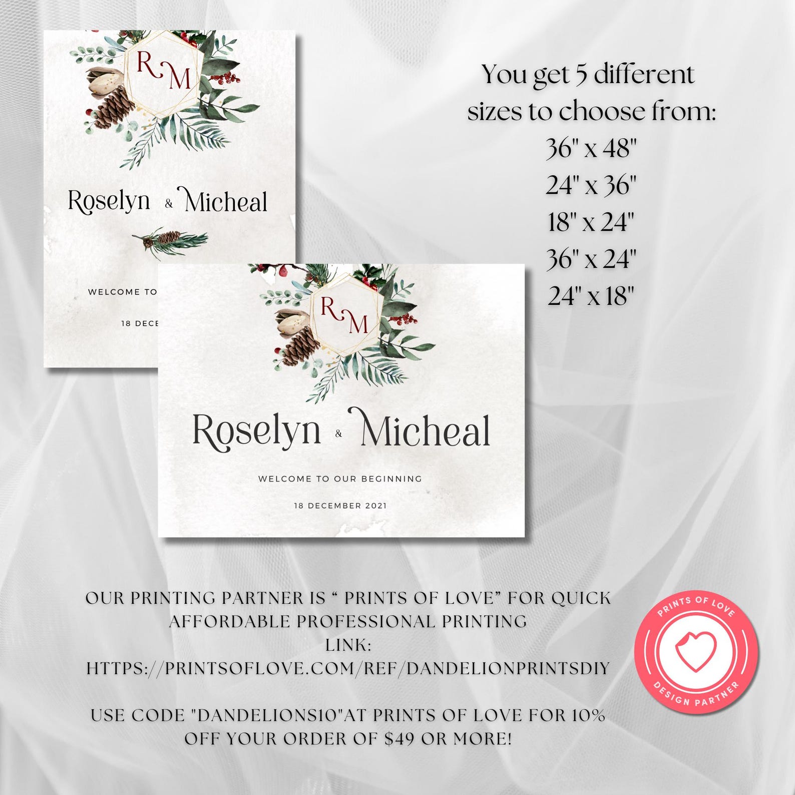 LOLA - Winter Wedding Welcome Signs Template, Download Editable Welcome ...