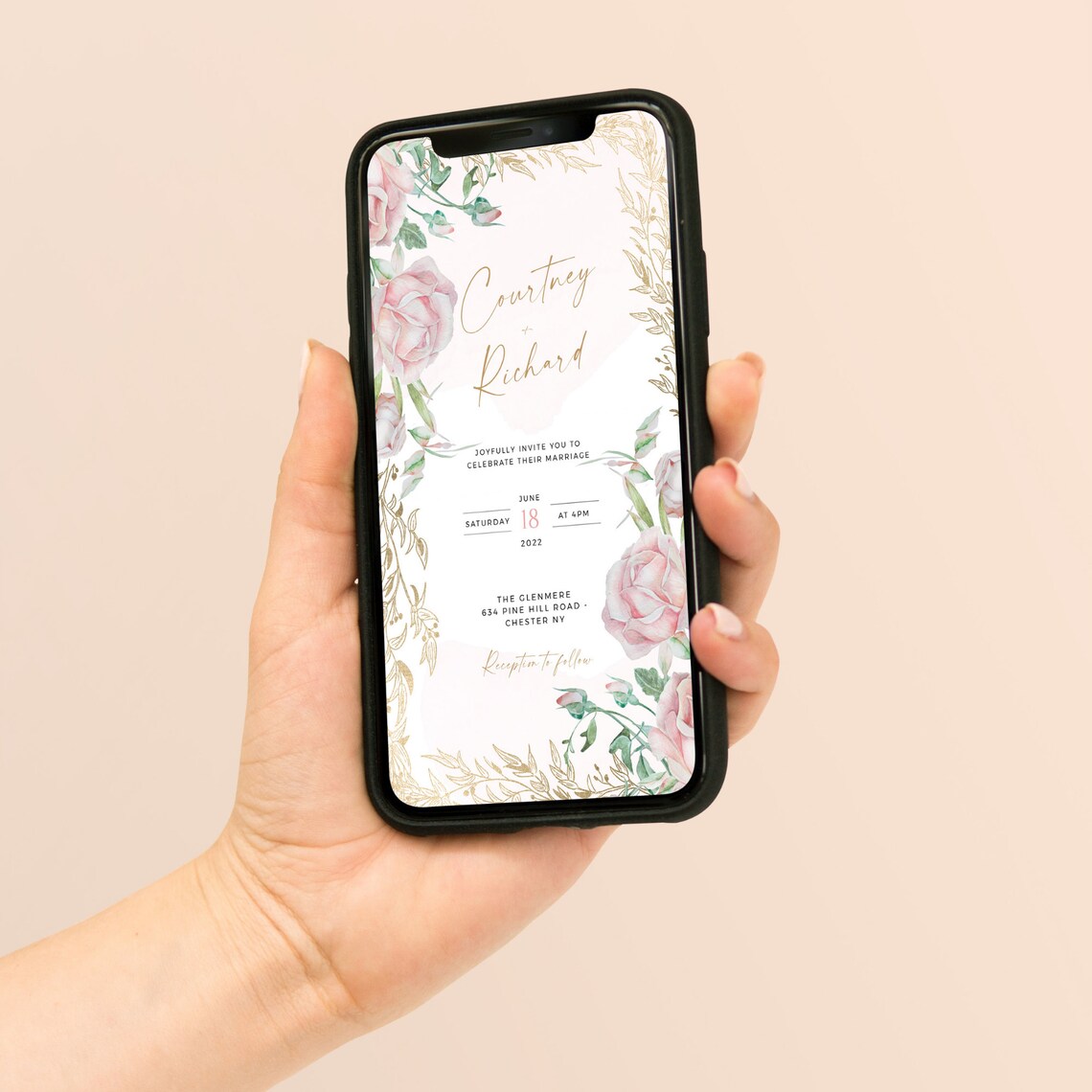 ROSE Romantic Blush Smartphone Floral Wedding Invitation - Etsy