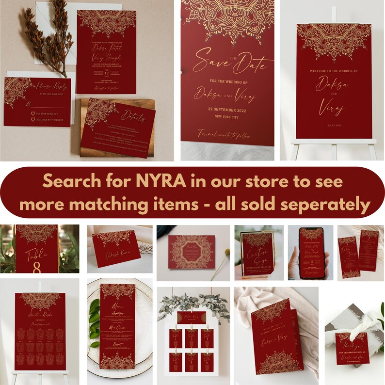 NYRA Wedding Sign - Custom Mandala Inspired Editable Sign for Indian & Hindu Weddings ...