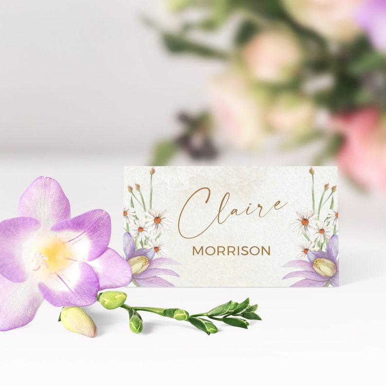 VERA Spring Name Card Template, Lilac, Wedding Place Card, Wedding ...