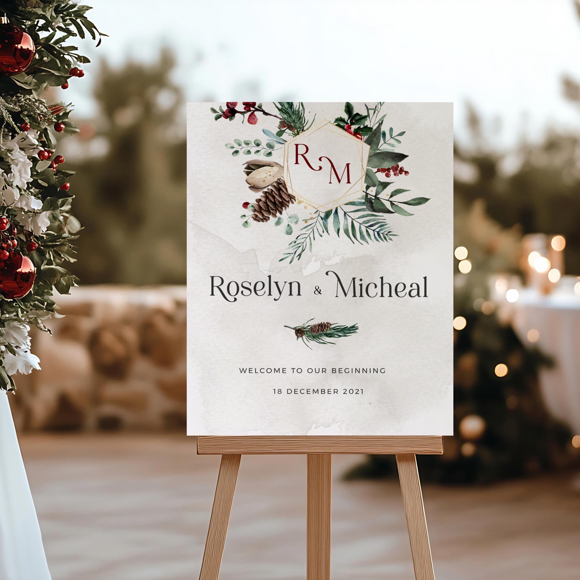 LOLA - Winter Wedding Welcome Signs Template, Download Editable Welcome ...