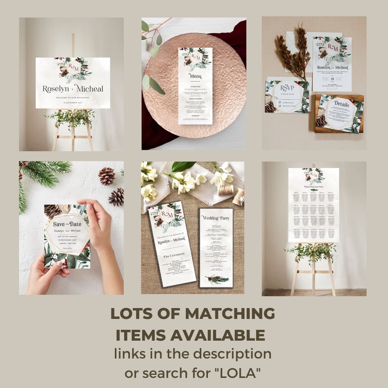 LOLA Winter Wedding Welcome Signs Template Download - Etsy
