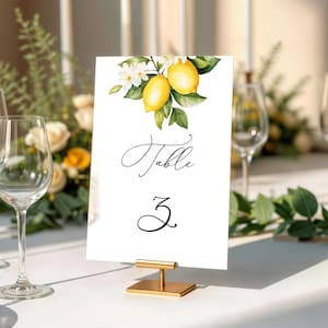 Lemon Theme Wedding Table Numbers Template, Editable Italian ...
