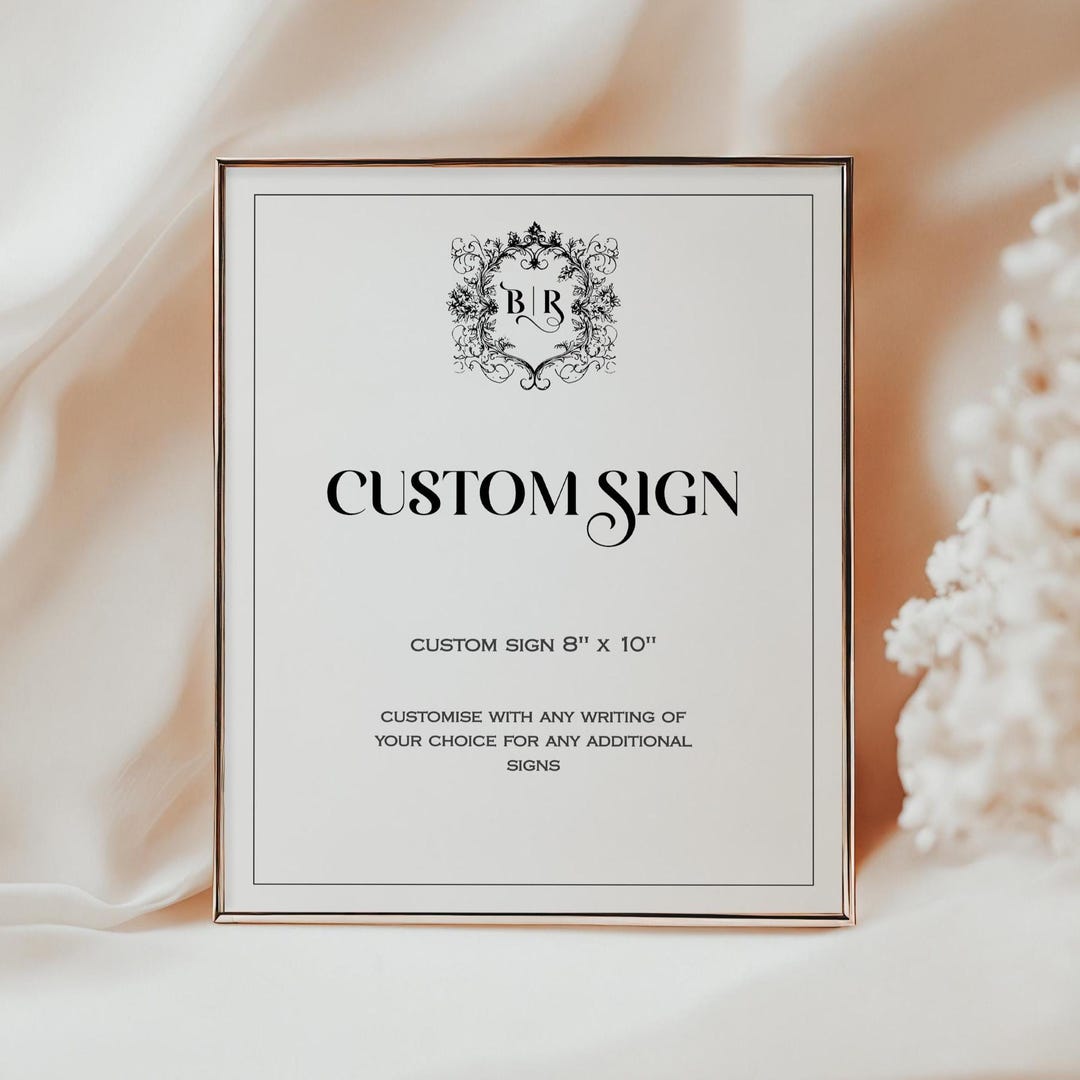 Crest Monogram Minimalist Wedding Custom Sign Template, Custom Wedding ...
