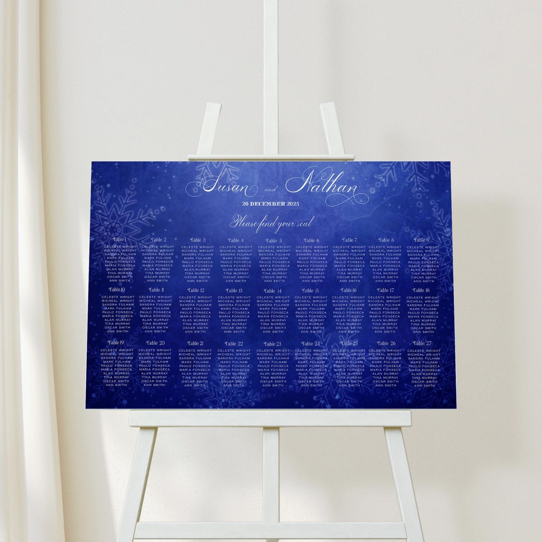 GAIA - Winter Wedding Seating Chart Template,snowflake Theme,editable ...