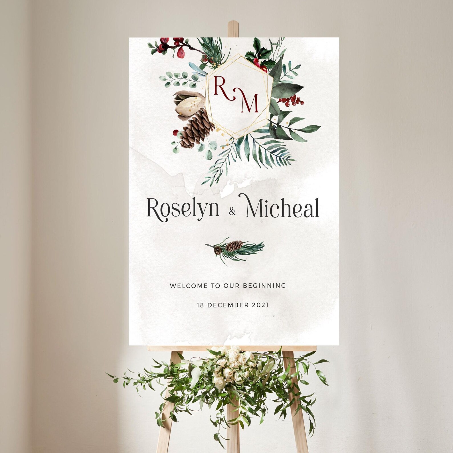LOLA - Winter Wedding Welcome Signs Template, Download Editable Welcome ...