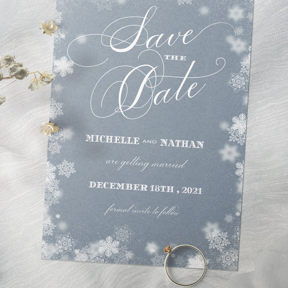 NORA Winter Wonderland Calligraphy Save the Date Wedding - Etsy