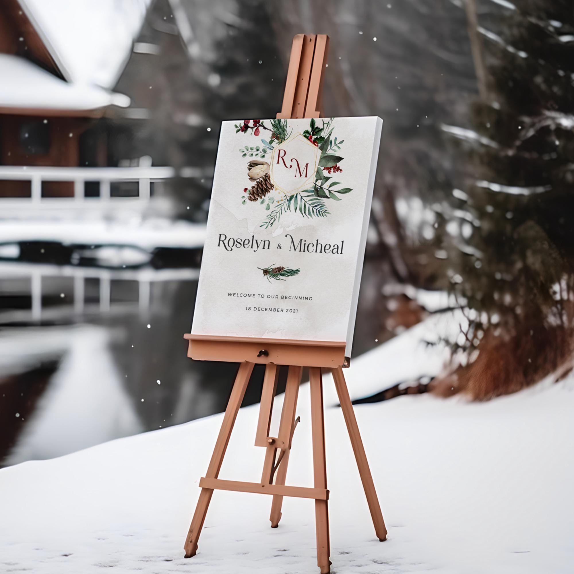 LOLA - Winter Wedding Welcome Signs Template, Download Editable Welcome ...