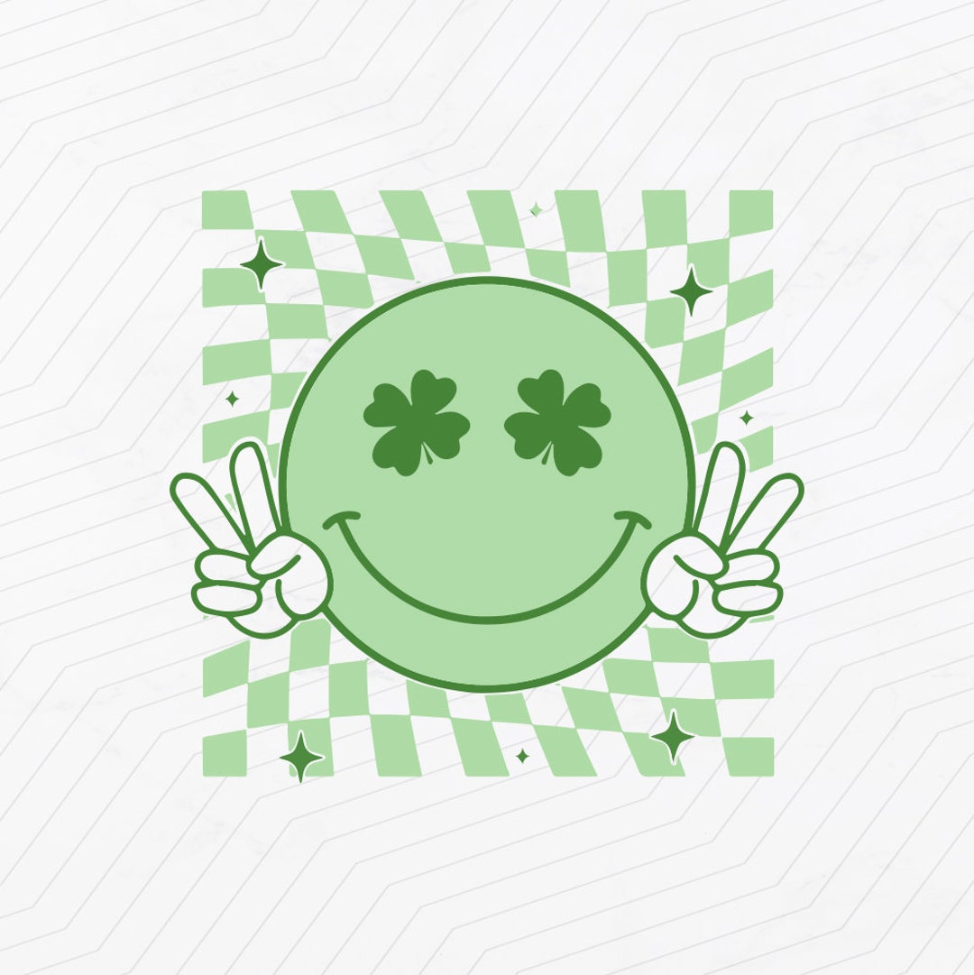 Groovy Shamrock Smile Face, St Patricks Day Svg, Irish Svg, Lucky Charm ...