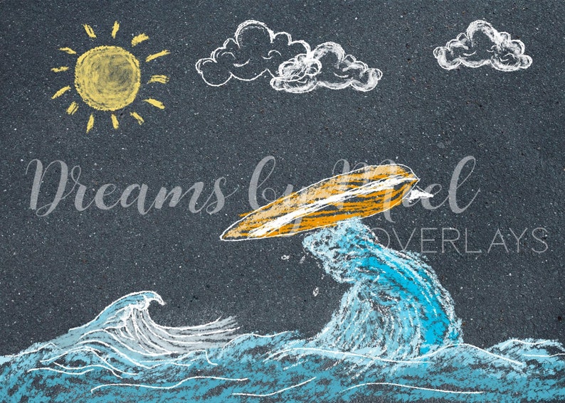 Overlay Surfer Sidewalk Chalk Art - Etsy