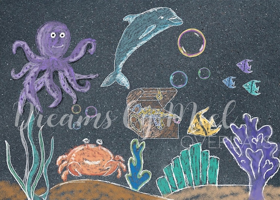 Overlay Under the Sea Sidewalk Chalk Art | Etsy