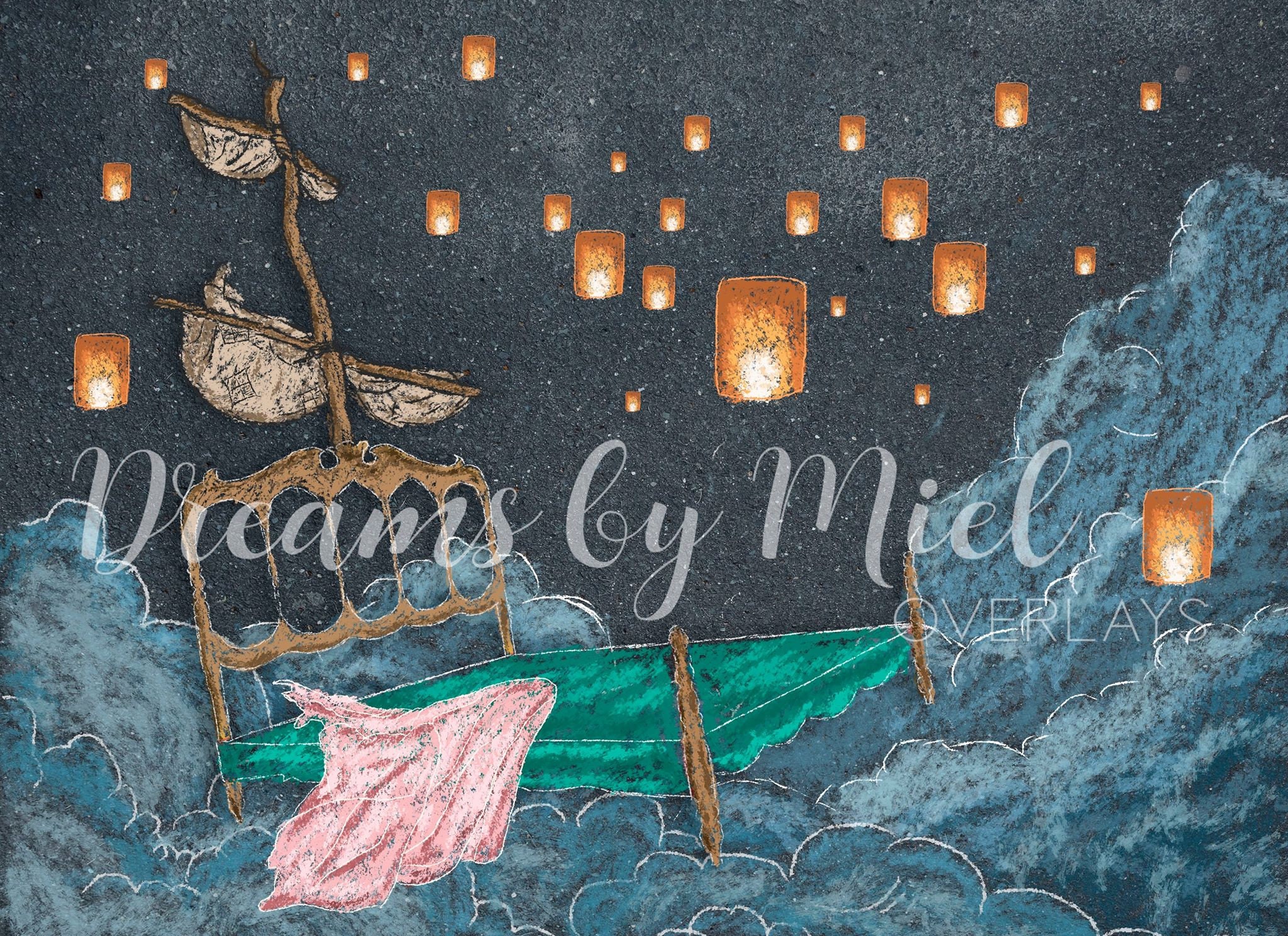 Overlay Flying Bed Sidewalk Chalk Art - Etsy
