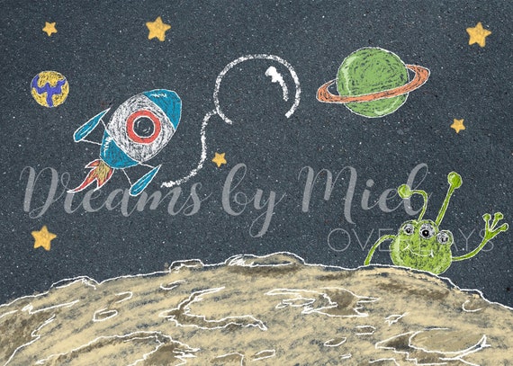 Overlay Space Explorer Sidewalk Chalk Art | Etsy