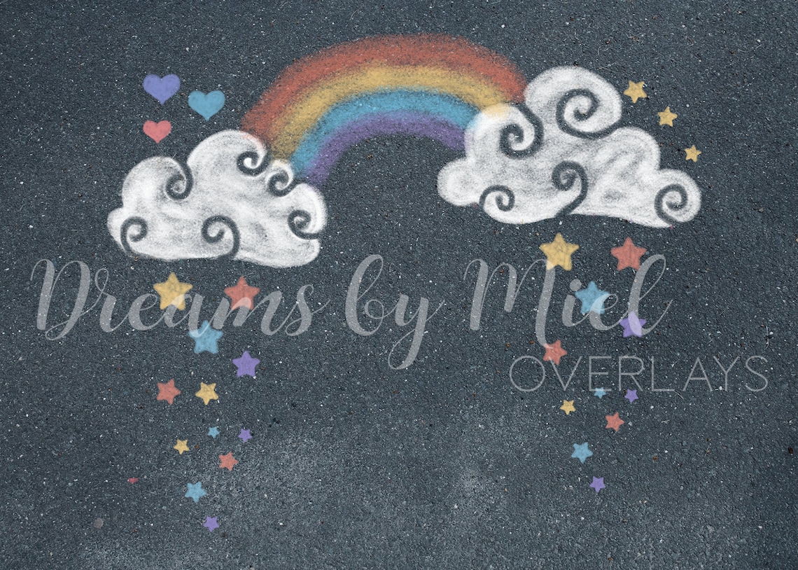 Overlay Rainbow Sidewalk Chalk Art - Etsy