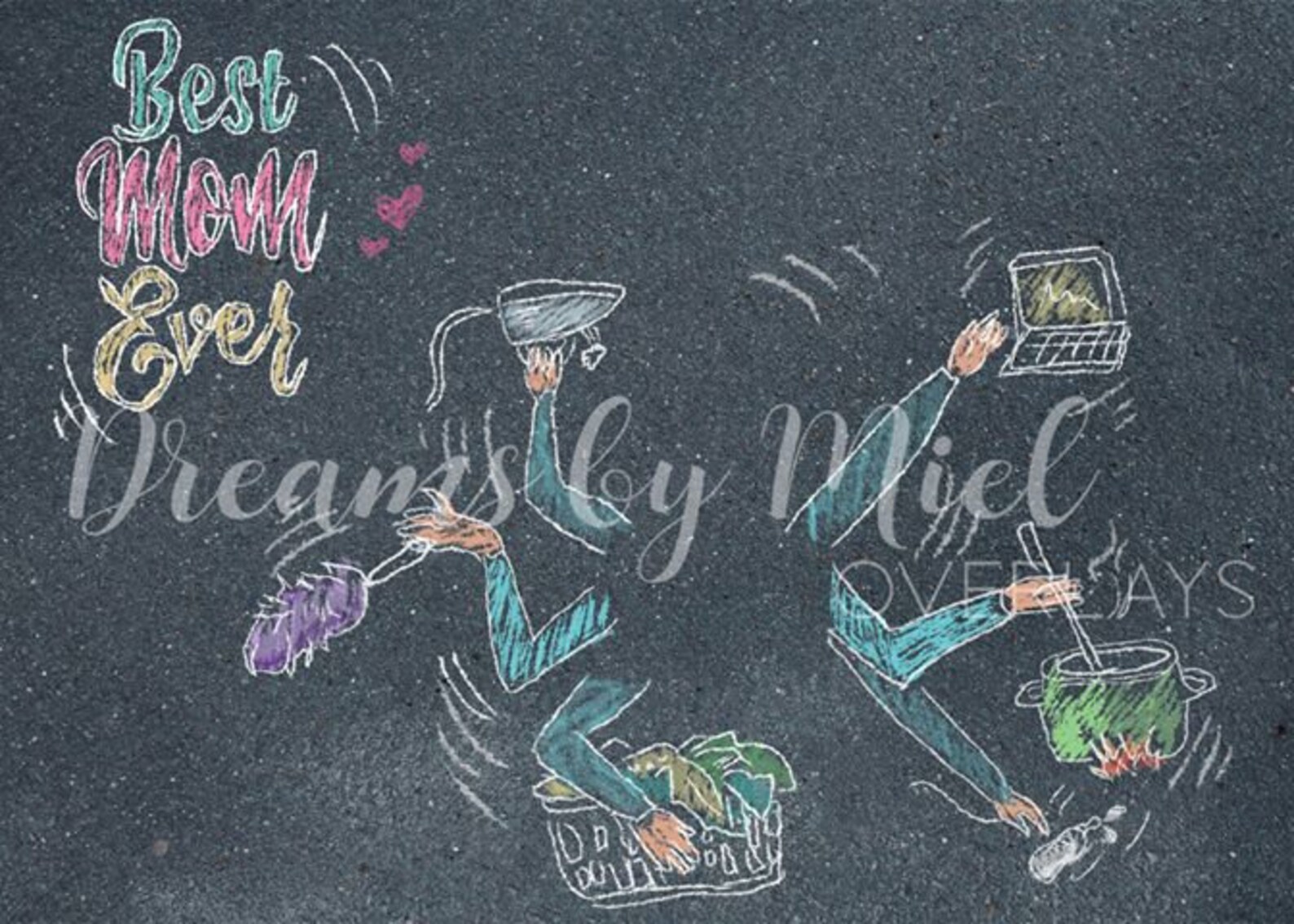 Overlay Multitask Mom Sidewalk Chalk Art - Etsy