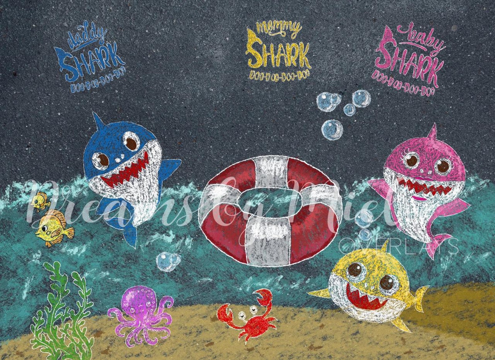 Overlay Baby Shark Sidewalk Chalk Art - Etsy