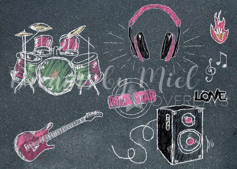 Overlay Rock Star Sidewalk Chalk Art - Etsy