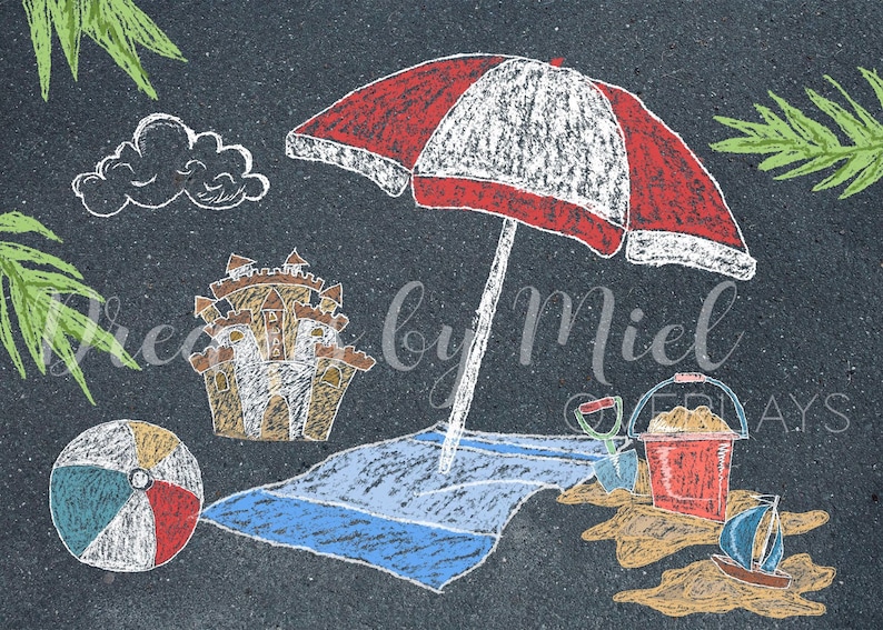 Overlay Beach Sidewalk Chalk Art - Etsy