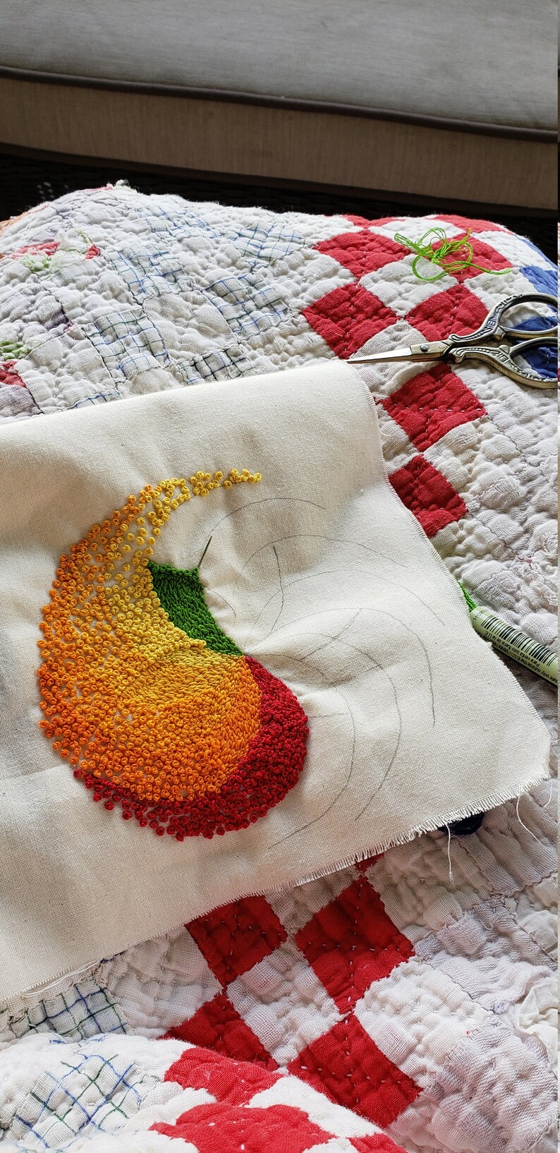 Color Wheel Pinwheel, Digital Pattern, Modern Embroidery, Stitching ...